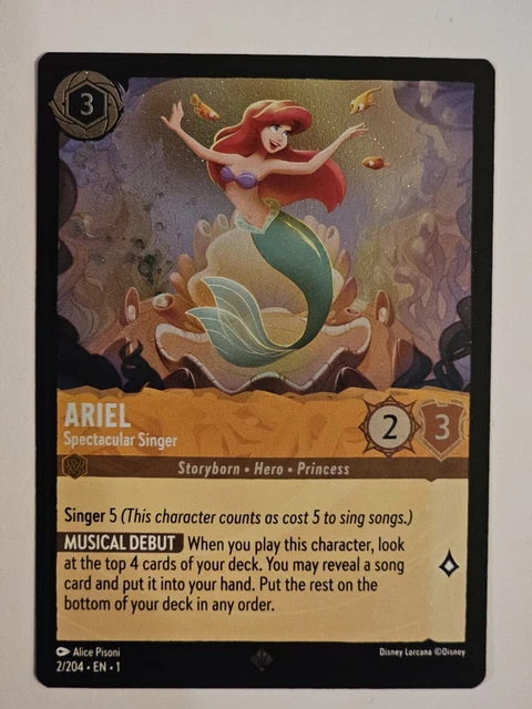DISNEY LORCANA ARIEL Spectacular Singer FOIL 2/204 **Super Rare** In ...