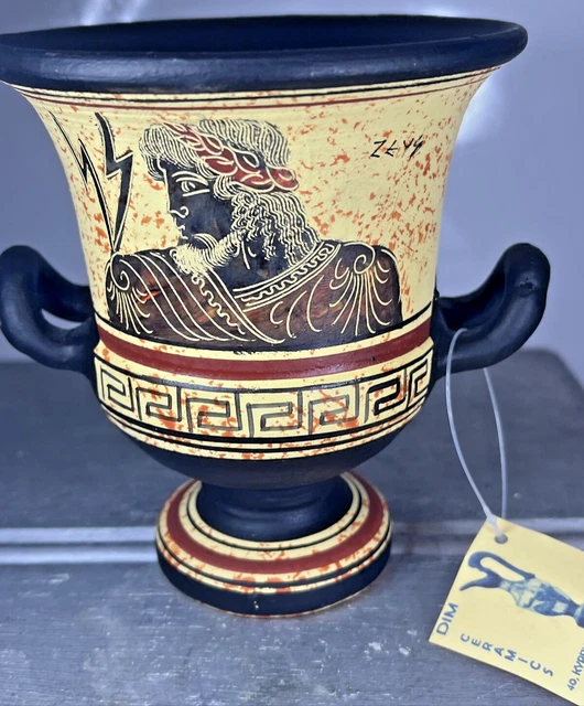 ANCIENT GREEK GOD Zeus Krater Pottery Hand Painted Hand Made Greece ...