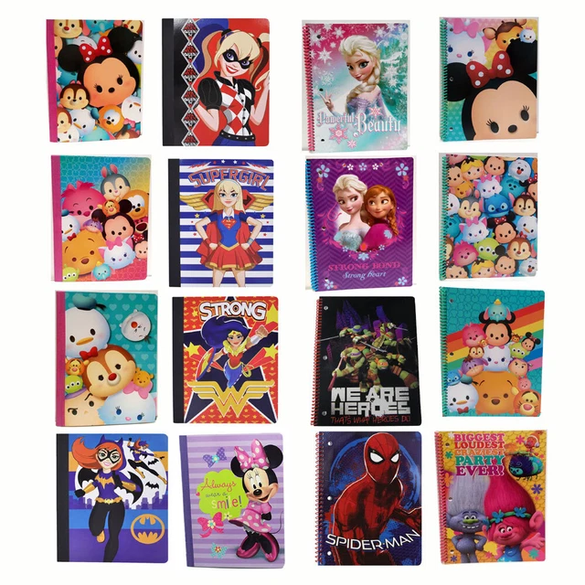 CARTOON CHARACTERS COMPOSITION Book Spiral Notebook College Wide Ruled ...