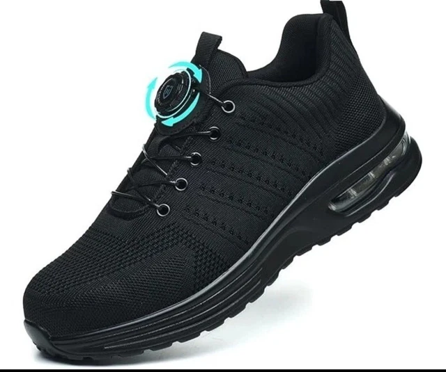 LIGHTWEIGHT MEN’S SAFETY Trainers Work Shoes Steel Toe Cap Lace-Free ...