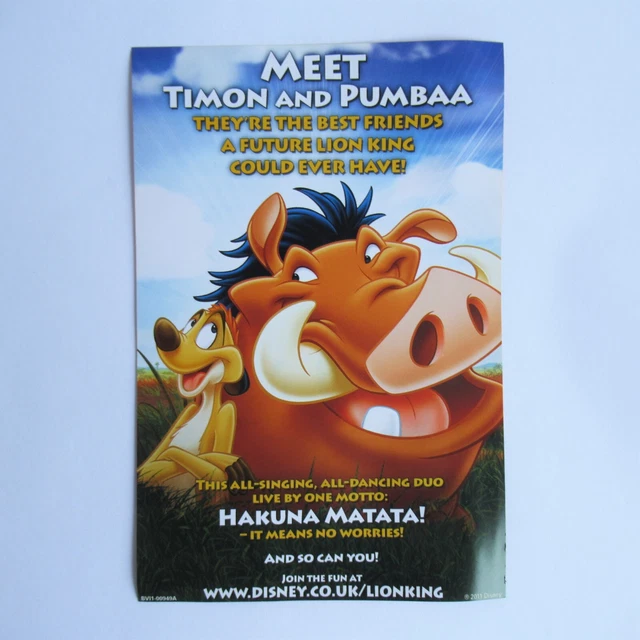 DISNEY THE LION King "Join Us In Celebrating" DVD Promotional Leaflet ...