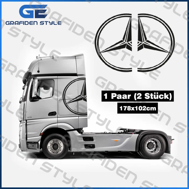 1 PAAR (2 Stück) MERCEDES ACTROS STERN Kabinenseite Aufkleber - Sticker ...