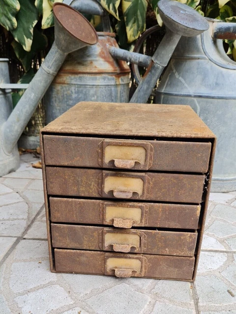 ANCIEN PETIT MEUBLE De Metier En Fer 5 Tiroirs Atelier Garage Industriel EUR 150,00 - PicClick FR