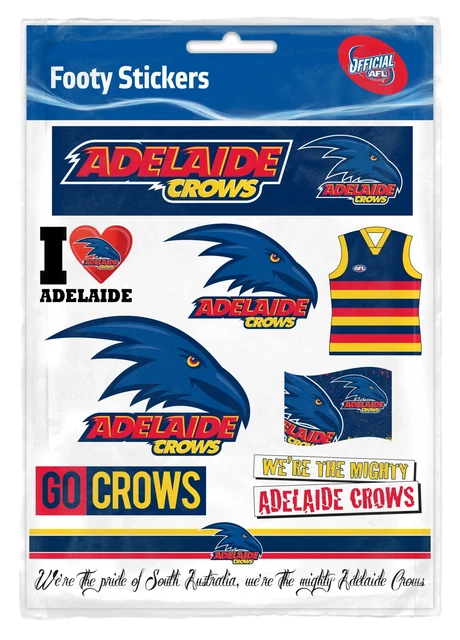 ADELAIDE CROWS OFFICIAL AFL Team Logo 9 Footy Stickers Sheet School ...