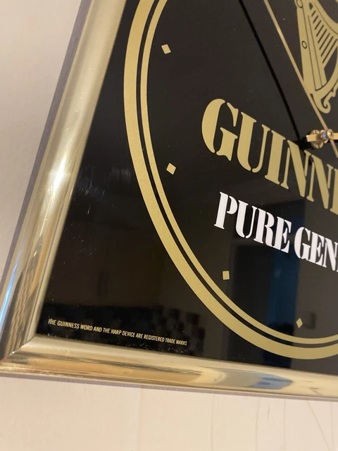 RARE GENUINE GUINNESS “ Pure Genius” Quartz Clock Retro Vintage Mancave ...