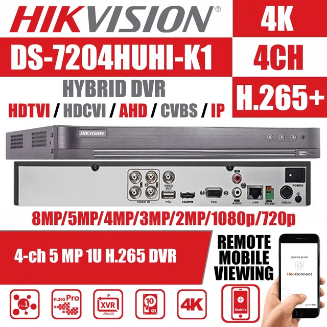 HIKVISION DS-7204HUHI-K1 4CH CCTV Recorder TVI Turbo HD 4.0 5MP Hybrid DVR 01 EUR 75,31 ...