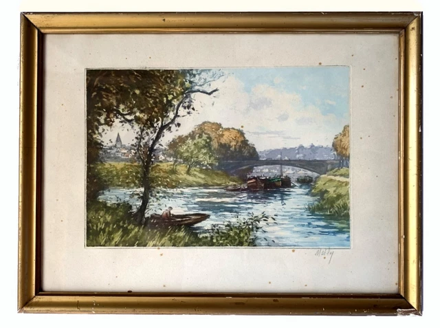 BELLE PEINTURE AQUARELLE ancienne fin XIX encadrée signée EUR 145,00 - PicClick FR