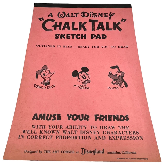 VTG 50S VERY RARE Walt Disney Chalk Talk Sketch Pad Disneyland Art ...