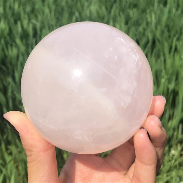 610G NATURAL ROSE Quartz Ball Quartz Crystal Sphere Reiki Crystal Decor ...