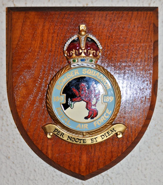 189 SQUADRON ROYAL Air Force mess wall plaque shield crest RAF King's ...