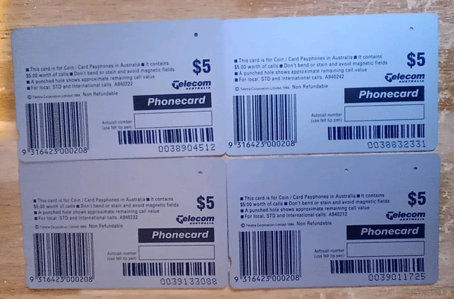 AUSTRALIA 4 PHONECARDS. Dogs, 1994 Chinese Year Of The Dog. Only Used ...