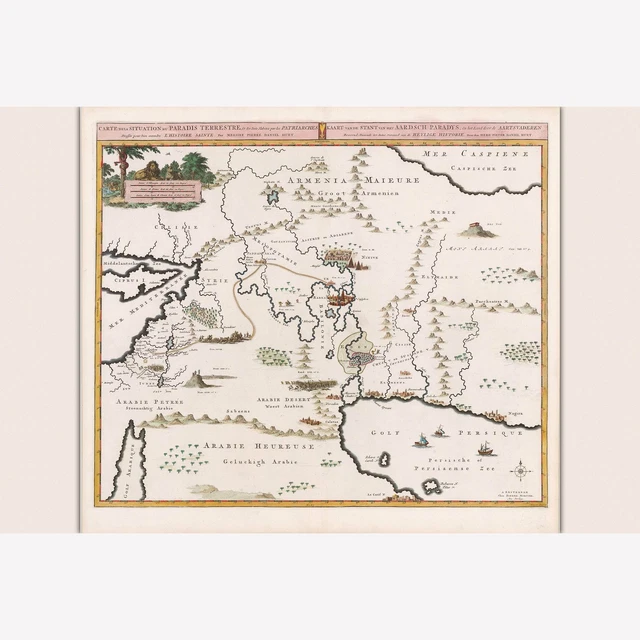 MAP OF EDEN & Paradise in Persian Gulf Region; Map by Mortier, 1700 £26 ...