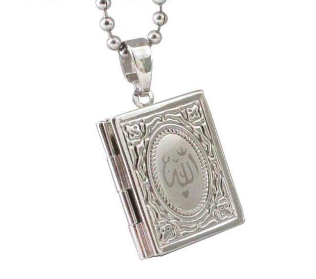 NEW ENGRAVED ALLAH Quran Koran Muslim Islam Arabic Photo Locket Pendant ...