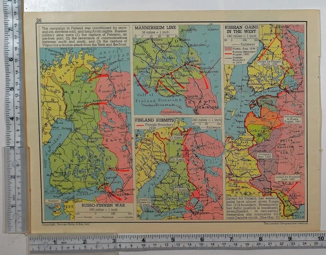 1941 WW2 LANDKARTE Finnland Russo-Finnish Krieg Grenze Submits ...