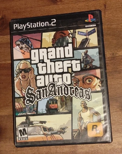 GRAND THEFT AUTO GTA San Andreas Sony PlayStation PS2 étiquette noire ...