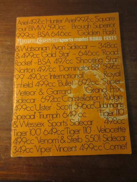 VINTAGE ENGLISH MOTORCYCLE Road test reports booklet - Triumph BSA ...