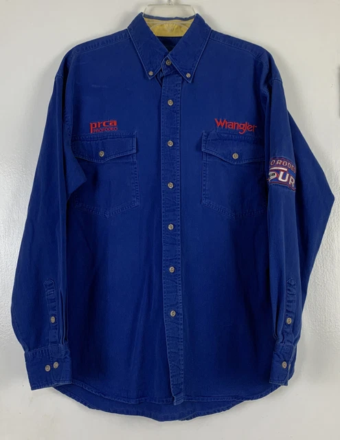 VINTAGE WRANGLER WESTERN Pro Rodeo PRCA Tour Shirt XL Embroidered Patch ...