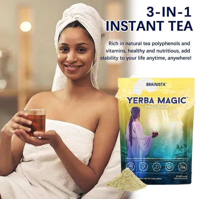 3-IN-1 YERBA MAGIC Instant Tea Powder, Peach Mango Super Probiotics Drink - £9.41 - PicClick UK