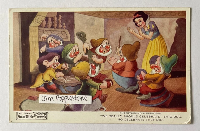 WALT DISNEY - Snow White & The Seven Dwarfs. Vintage Postcard Used 1938 ...
