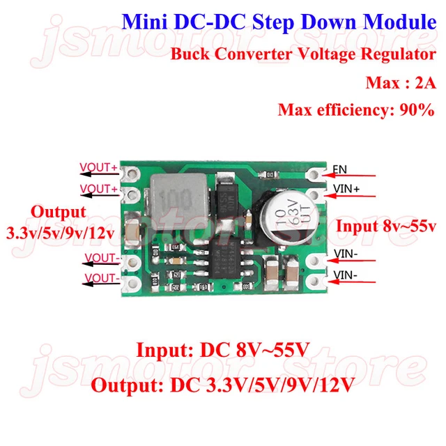 DC-DC 8V-48V TO 3.3v 5v 9v 12v 2A Buck Step Down Converter Power Supply Module EUR 3,03 ...