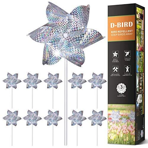 10 PCS REFLECTIVE Pinwheels 19 Inch Pinwheel with Garden Stakes Scare ...
