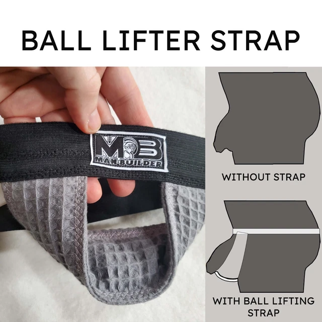 MEN'S GRAY BALL Lifter Strap, Padded Sling Testicles and Bulge Booster ...