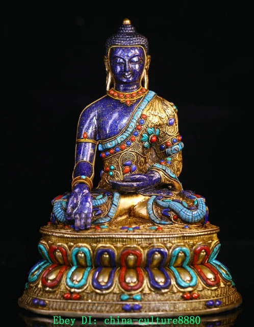 12 &VIEUX BRONZE tibétain or lapis gemme Shakyamuni Amitabha statue EUR 5.286,00 - PicClick FR