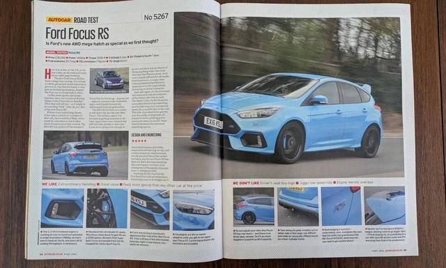 FORD FOCUS RS Full Roadtest - AUTOCAR Magazine 20 Jan 2016 £4.88 ...