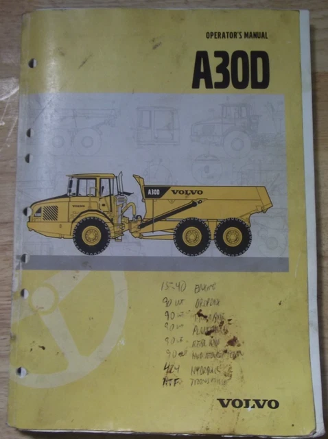 VOLVO A30D ARTICULATED Dump Truck Operator Operation & Maintenance ...