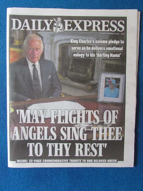 QUEEN ELIZABETH II Death DAILY EXPRESS UK Newspaper 10/9/2022 KING ...