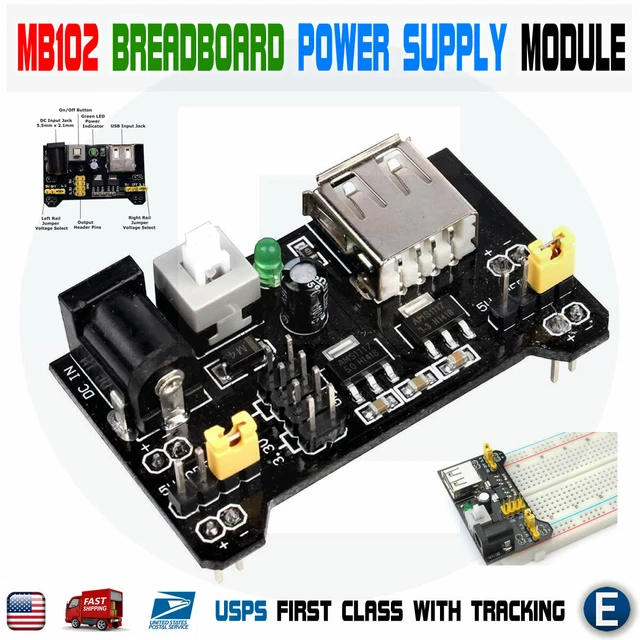 MB102 BREADBOARD POWER Supply Module 3.3V 5V Solderless For Arduino $2. ...