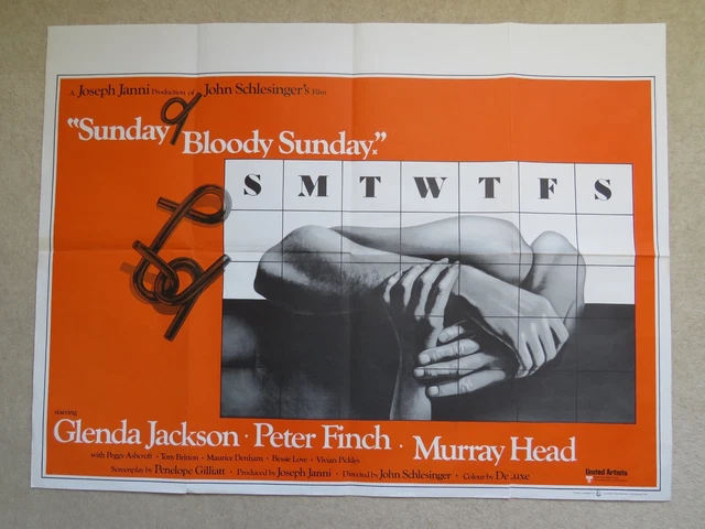 SUNDAY BLOODY SUNDAY Original Quad Film Cinema Poster Glenda Jackson ...