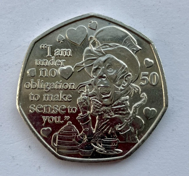 ISLE OF MAN 2021 ALICE IN WONDERLAND MAD HATTER 50p FIFTY PENCE £1.99 ...
