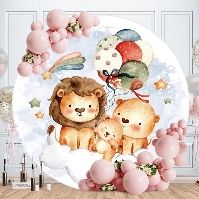 ANIMALS AND BALLOONS Circle Baby Shower Backdrop $37.90 - PicClick AU