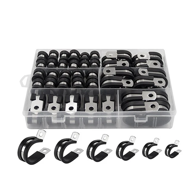 CABLE CLAMP ASSORTMENT Kit,(52 PCS) 304 Stainless Steel Cable Clamp in ...