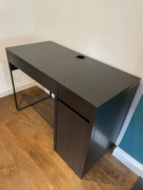 IKEA MALM DESK - Black with Drawers and Cupboard with Shelves £18.00 ...