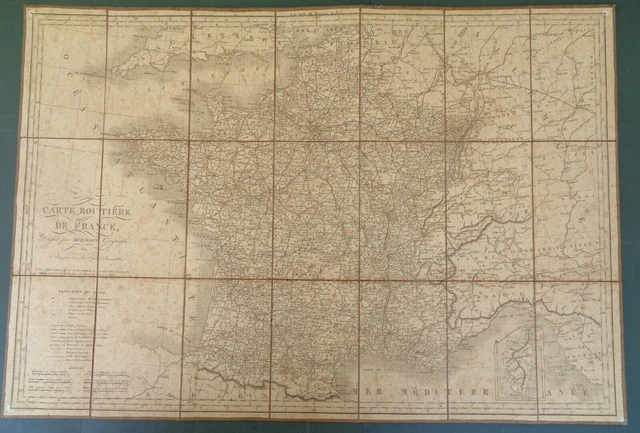 ANCIENNE CARTE ROUTIERE DE LA FRANCE 1825 Dressée par Hérisson plan old ...