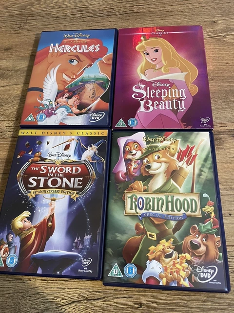 DISNEY CLASSICS DVD Bundle Hercules Robin Hood Sleeping Beauty Sword ...