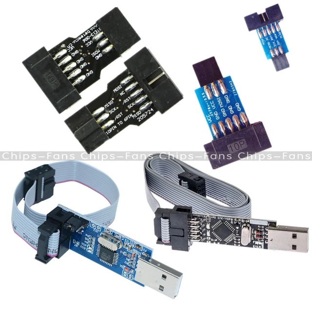10 PIN CONVERT to 6 Pin Adapter Board+USBASP AVRISP USBISP Programmer ...