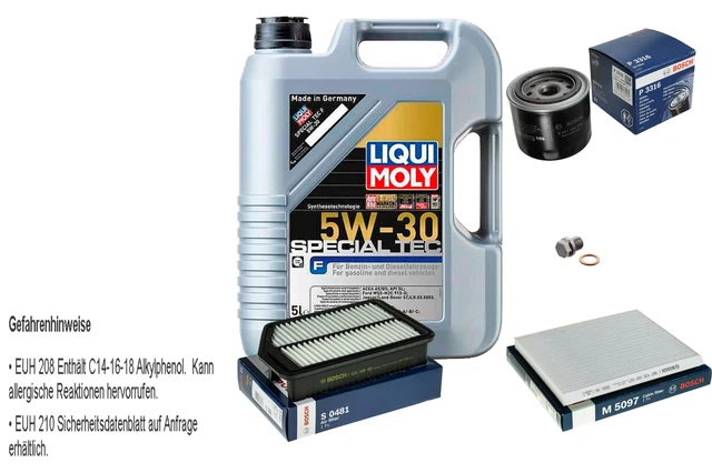 BOSCH INSPECTION SET 5 L Liqui Moly Spécial Tec F 5W-30 pour Kia Cerato EUR 106,38 - PicClick FR