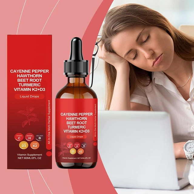 CAYENNE PEPPER HAWTHORN Beet Root Turmeric Vitamin K2+D3 Drops £5.66 ...
