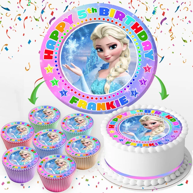 FROZEN ELSA BIRTHDAY Personalised Edible Cake Topper & Cupcake Toppers ...