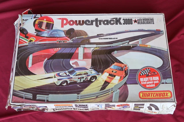 MATCHBOX POWERTRACK 3000 set BMW Leyland Jaguar race track car ...