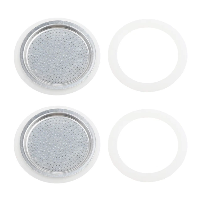 MOKA POT ESSENTIALS Two Superior Filters & Four Long Lasting Silicone ...