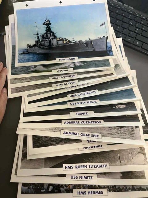 36 ATLAS EDITIONS Warship Cards HMS Hood, Bismarck, Tirpitz, Yamato ...