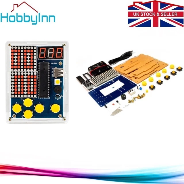 DIY GAME CONSOLE Hand held Kit 5 Retro Classic Games STEM Soldering ...