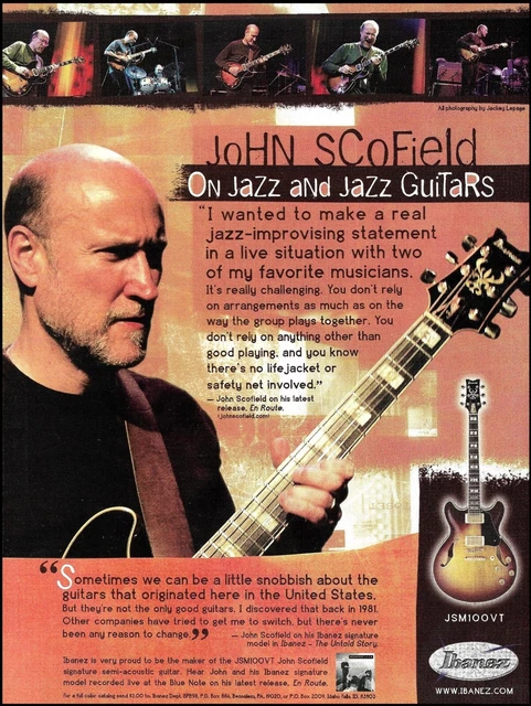 JOHN SCOFIELD SIGNATURE Ibanez Model JSM100VT guitar ad 8 x 11 ...