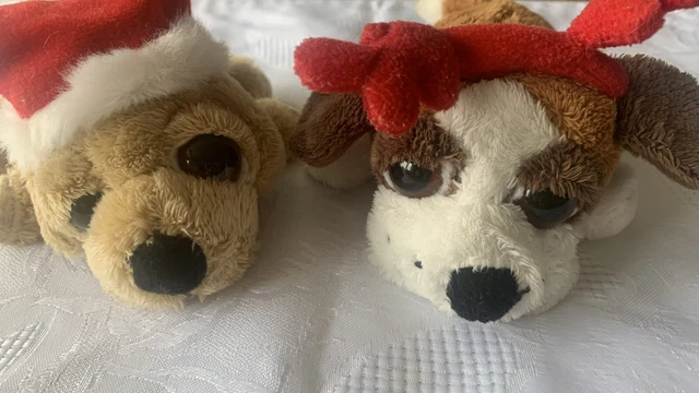 BARNEY AND BRANDY Soft Toy Christmas Dogs with Santa Hats Russ £12.50 ...