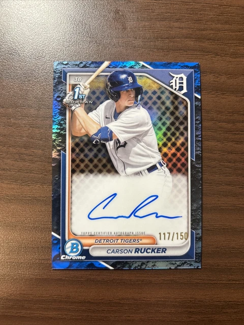 CARSON RUCKER 2024 Bowman Cromato Auto Rifrattore Blu/150 Tigri Rookie ...