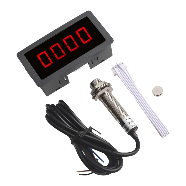 LED TACHOMETER + Hall Effect Sensor Kit Digital Speedometer 4-digit AC ...